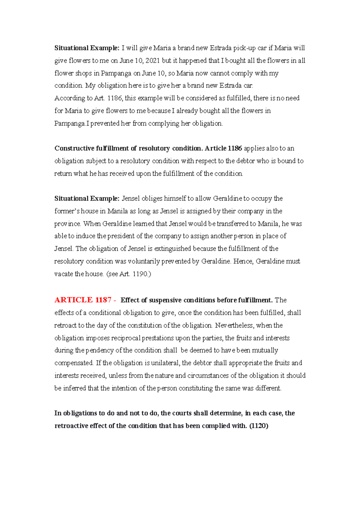 Chapter 3 DIFFERENT KINDS OF OBLIGATION ART. 1187-1190 - Situational ...