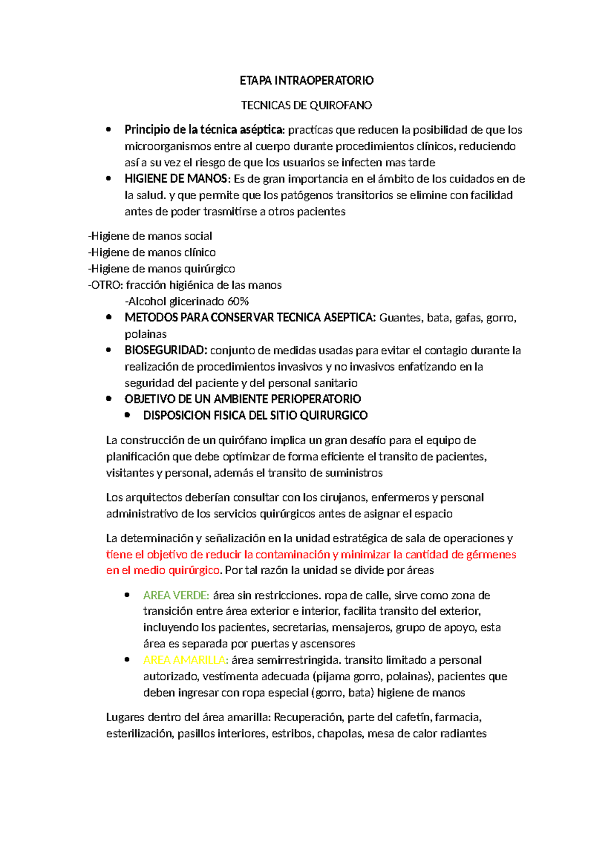 Apuntes Etapa Intraoperatorio - ETAPA INTRAOPERATORIO TECNICAS DE ...