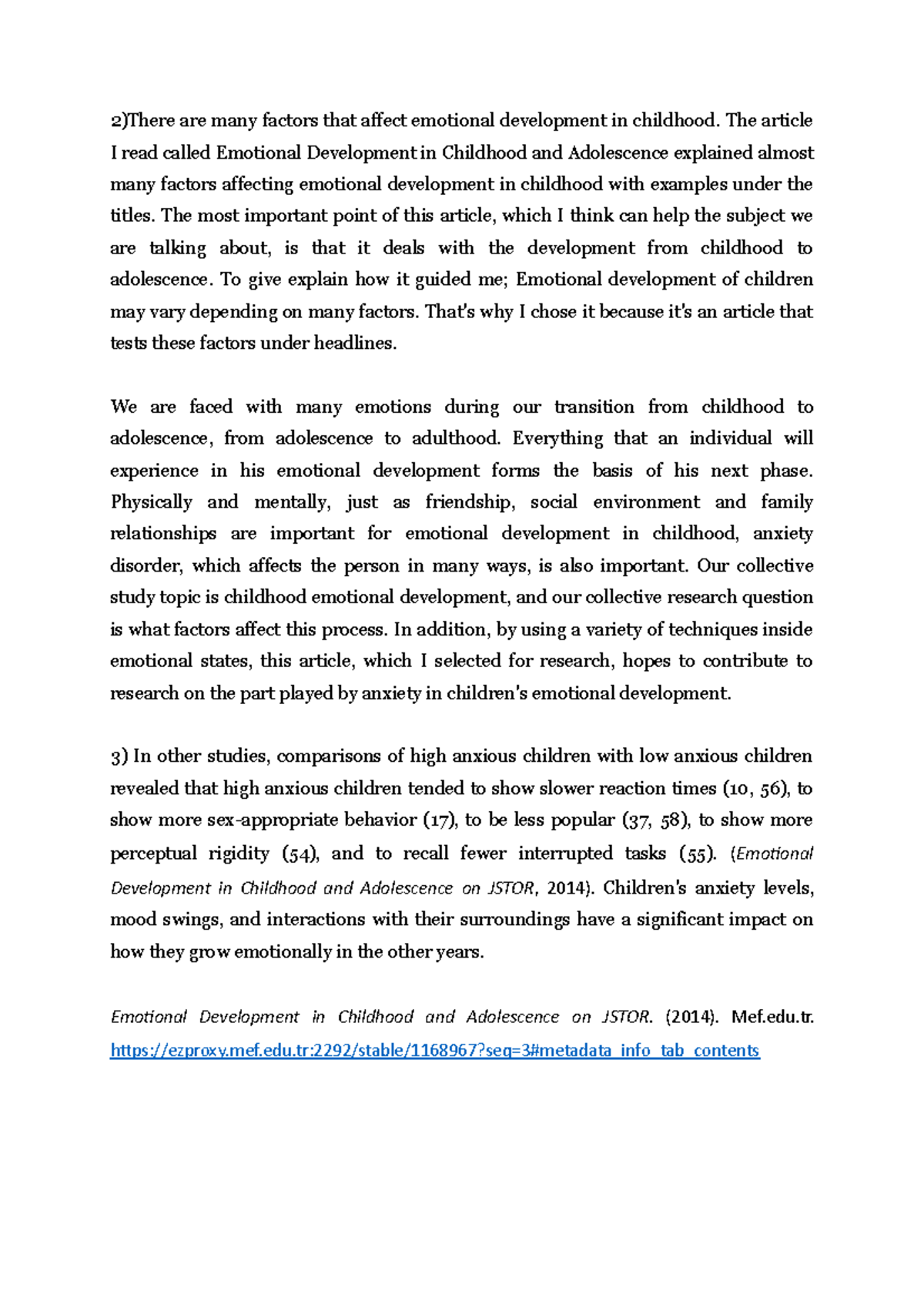 Emotional Development in Childhood: PSYC205 - 2)There are many factors ...