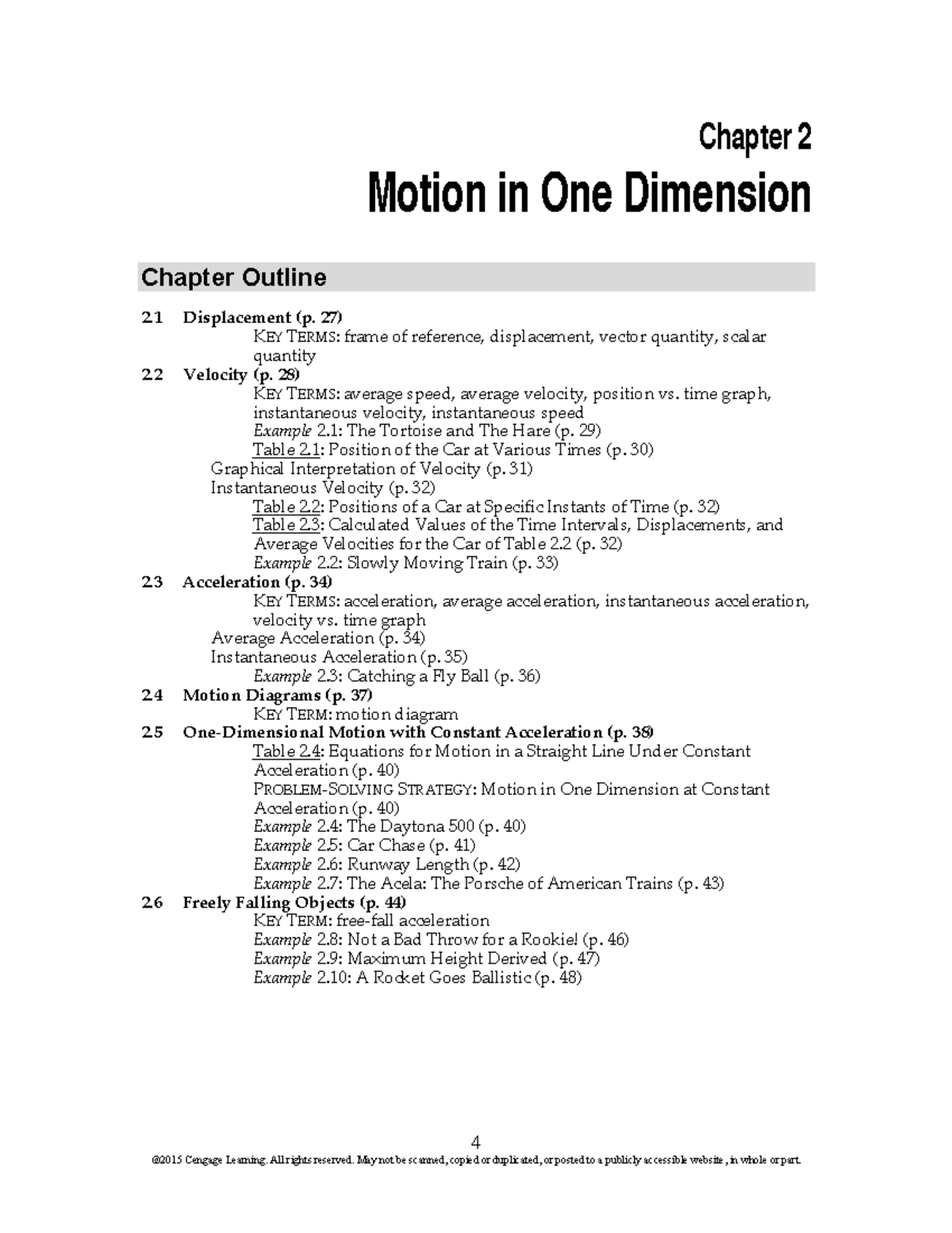 Week002 Motion in one Direction - 4 Chapter 2 Motion in One Dimension Chapter Outline 2 ...