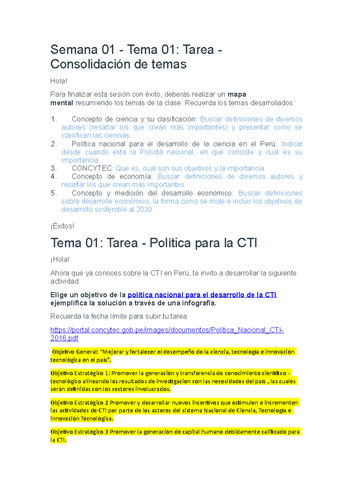 consolidación de temas - Semana 01 - Tema 01: Tarea - Consolidación de ...