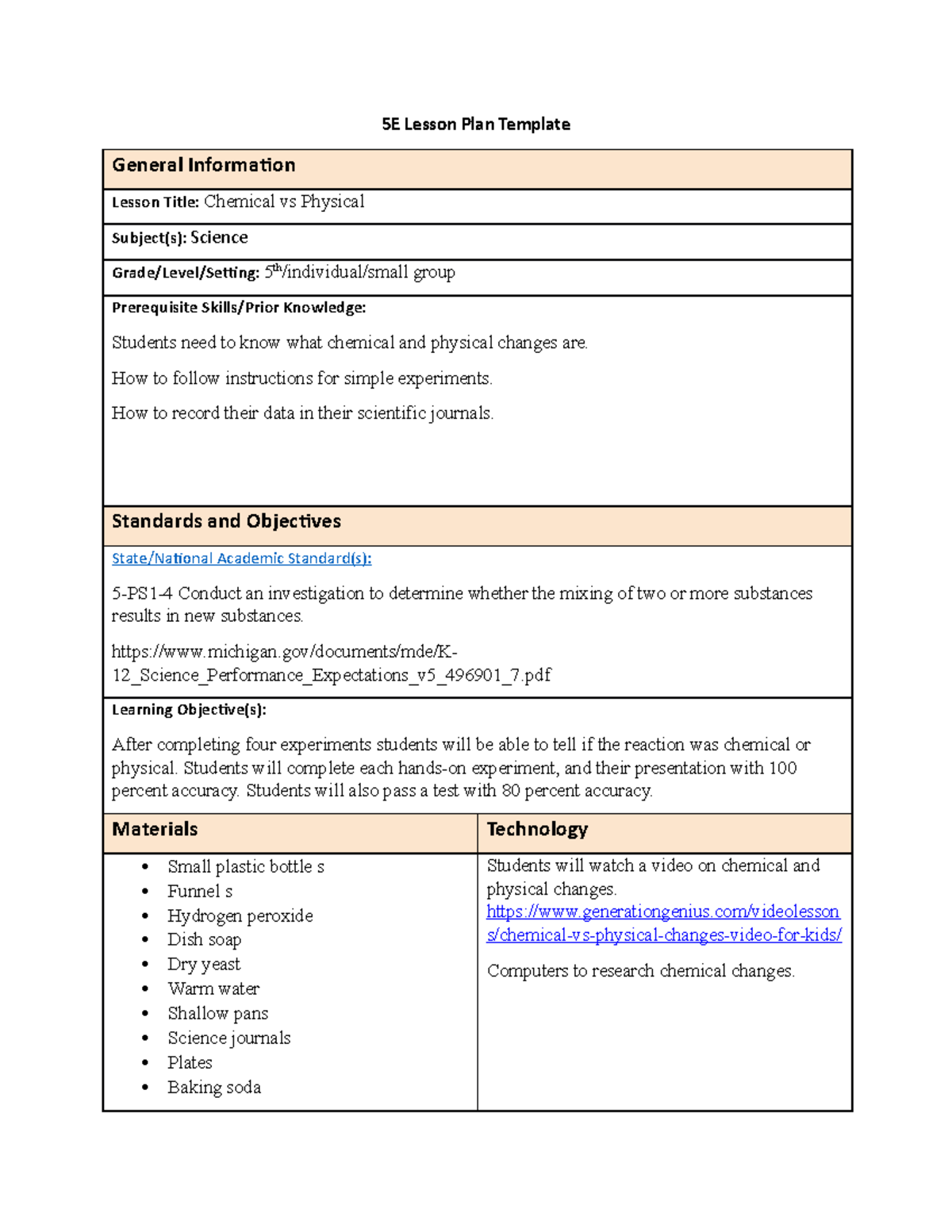 C108 task 1 complete - 5E Lesson Plan Template General Information ...