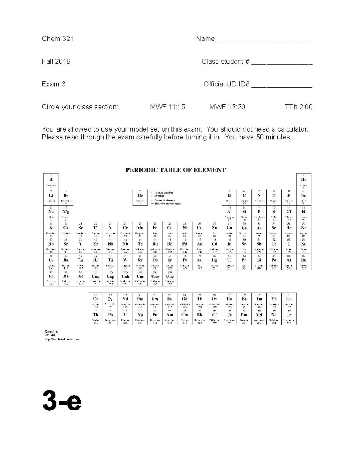 Chem 321 2019 fall exam 3e - Chem 321 Name ...