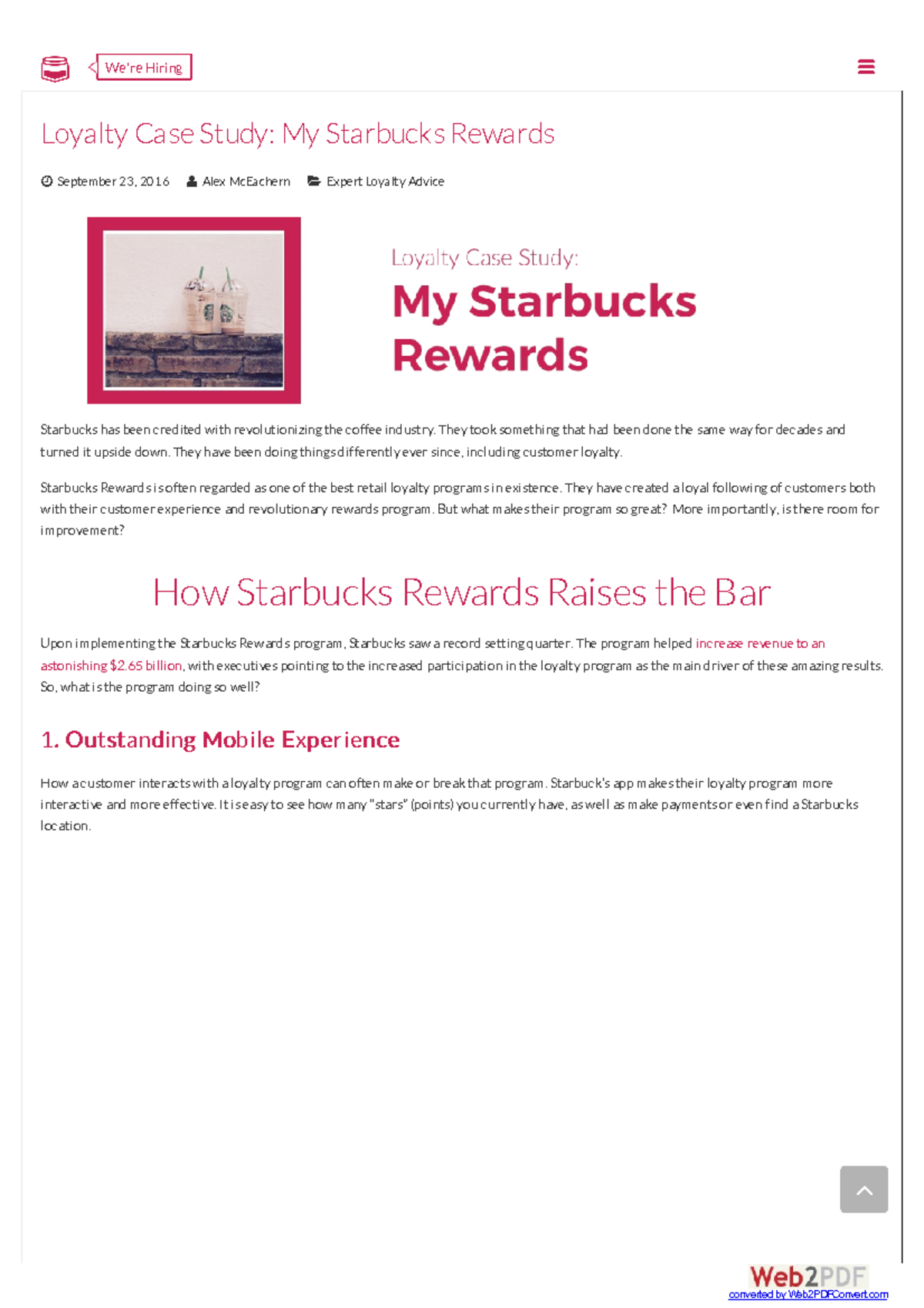 Loyalty Case Study-My Starbucks Rewards - We're Hiring Loyalty Case ...