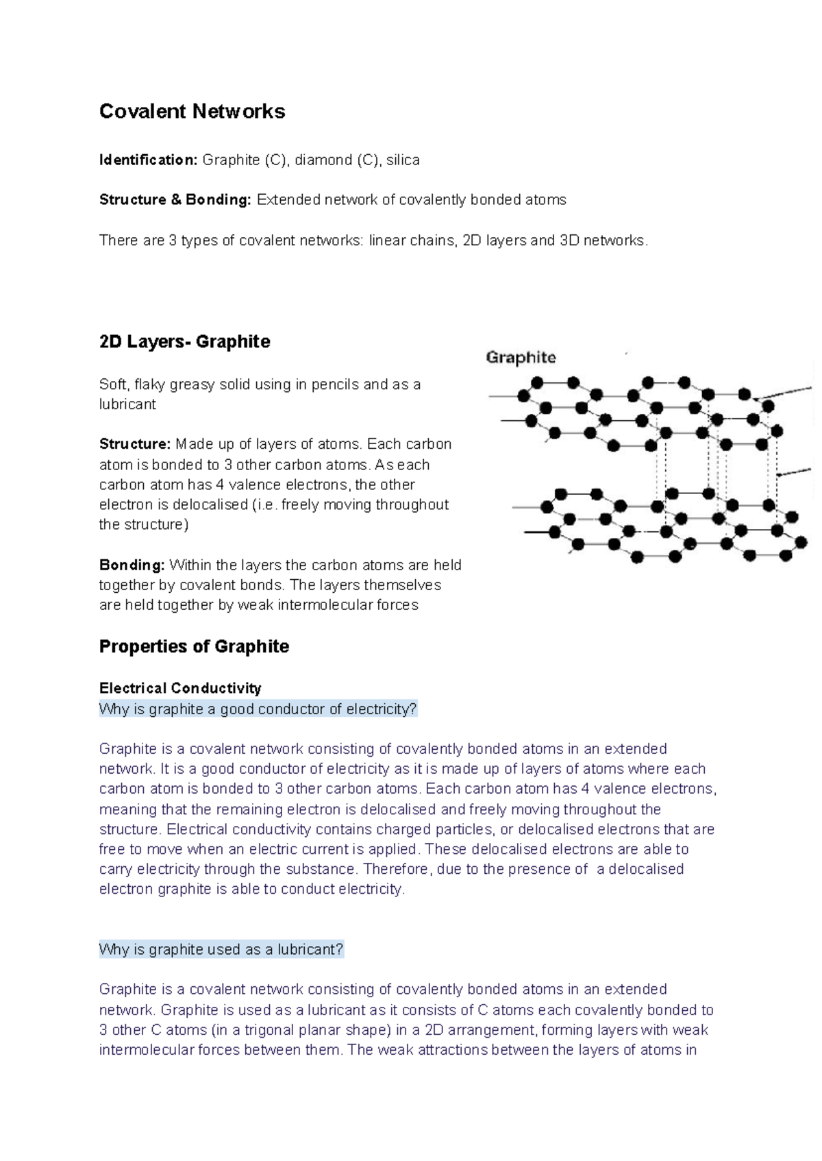 2.4 Structure and Bonding - Covalent Networks - Covalent Networks ...