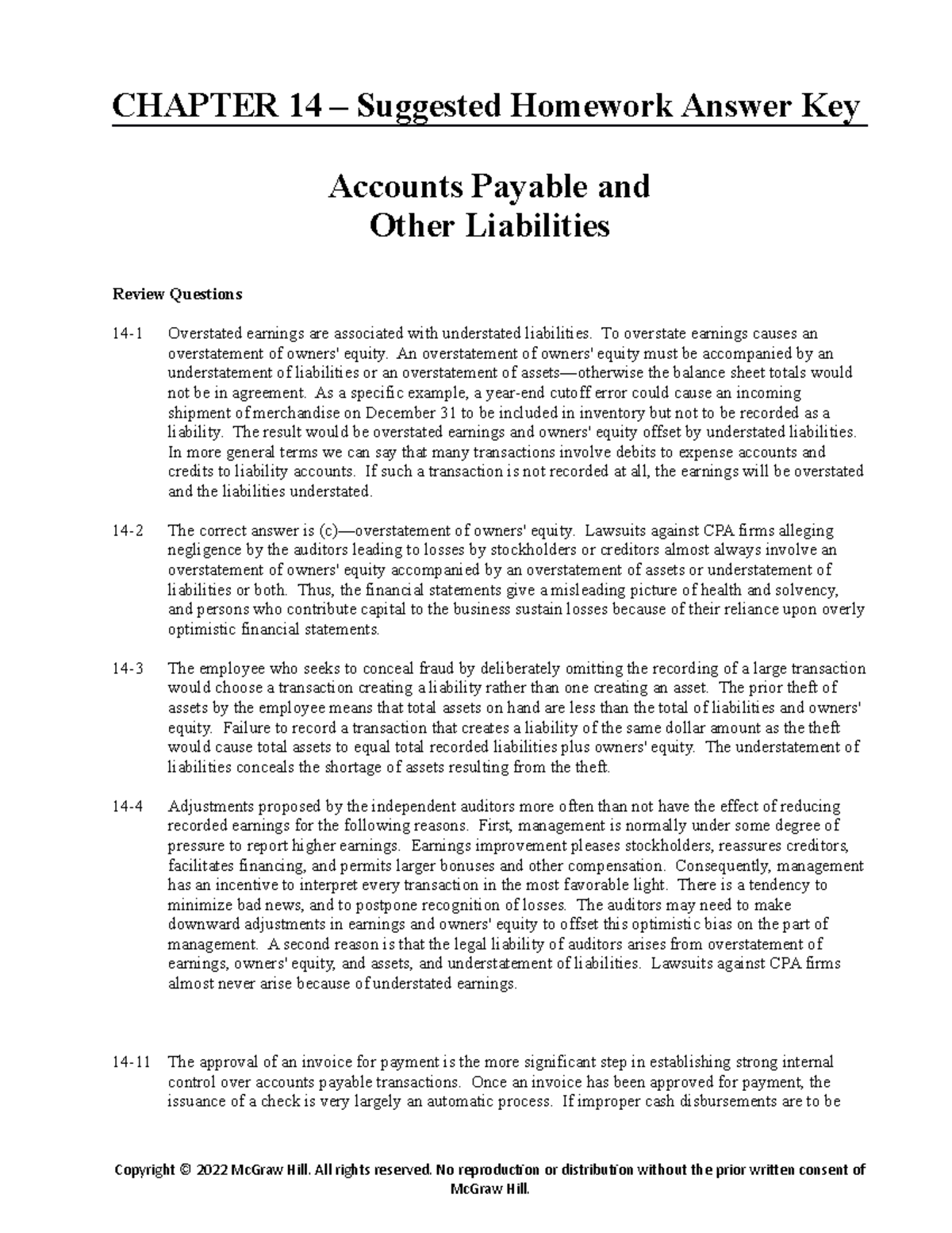 Chapter 14 -Suggested Homework Answer Key - CHAPTER 14 – Suggested ...