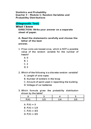 Statistics Probability Quarter 3 Module 3: The Normal Distribution ...