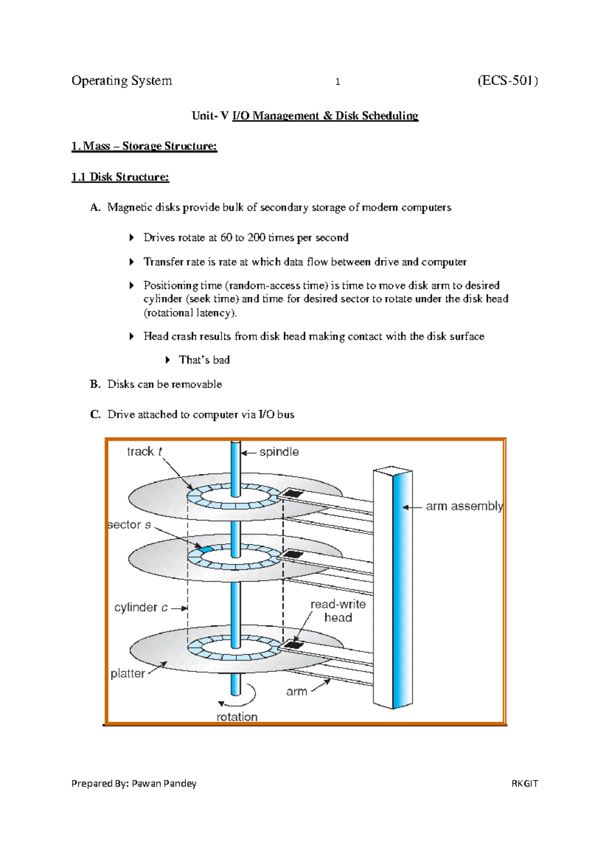 Unit v os - Unit 5 - Operating System 1 V Management Disk Scheduling 1 ...