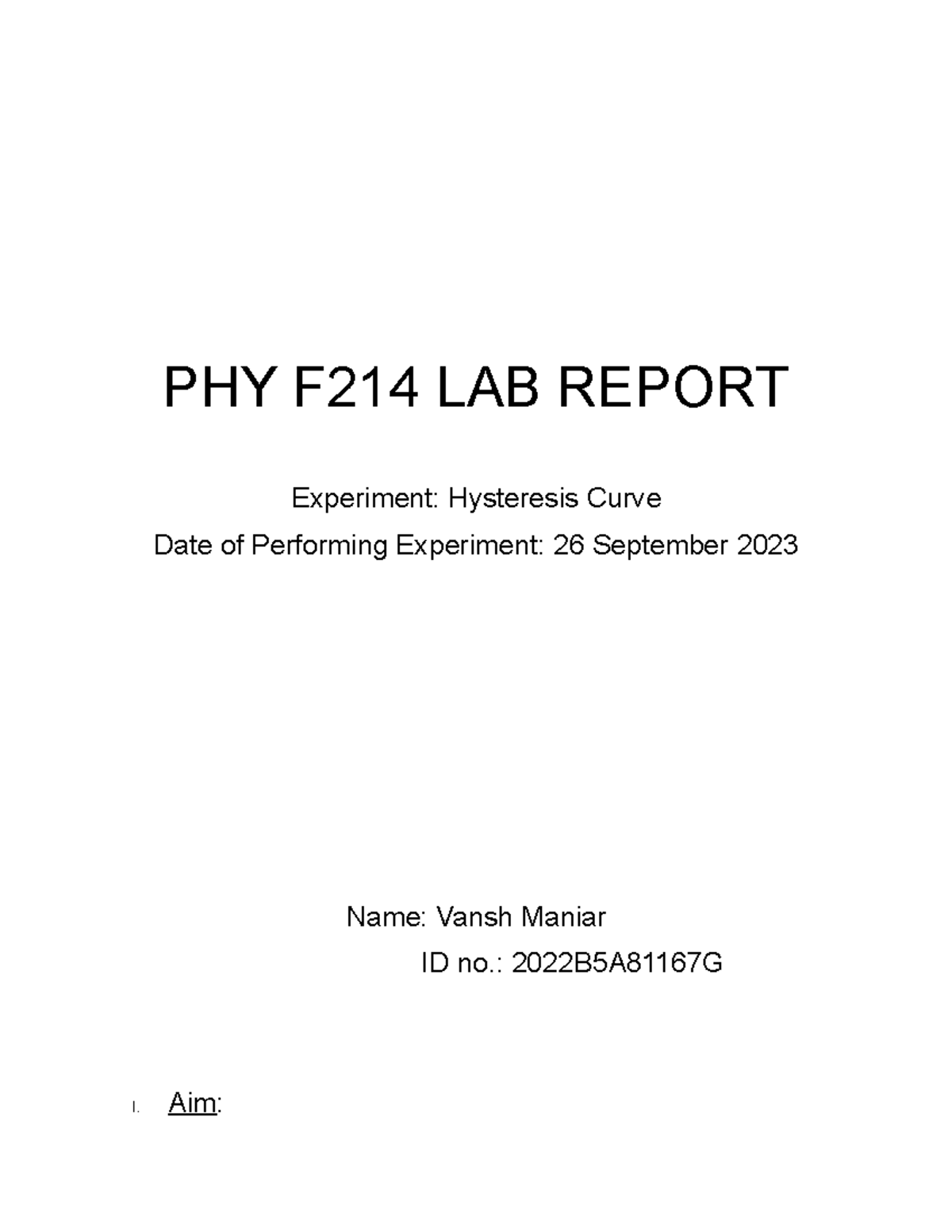 EMTO Lab Report - Summary Optimization - PHY F214 LAB REPORT Experiment ...