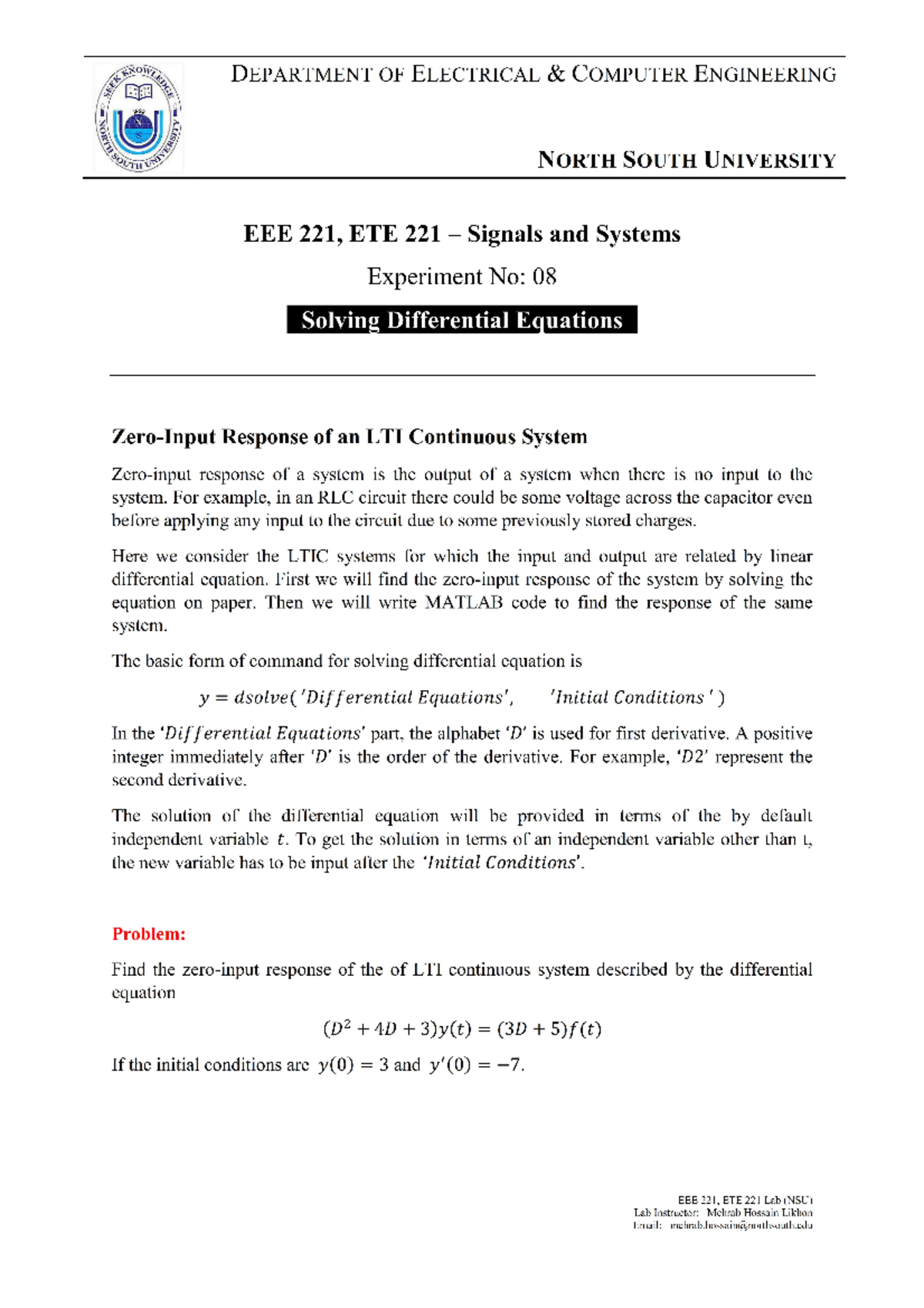 Differential Equations - Signals and systems - Studocu