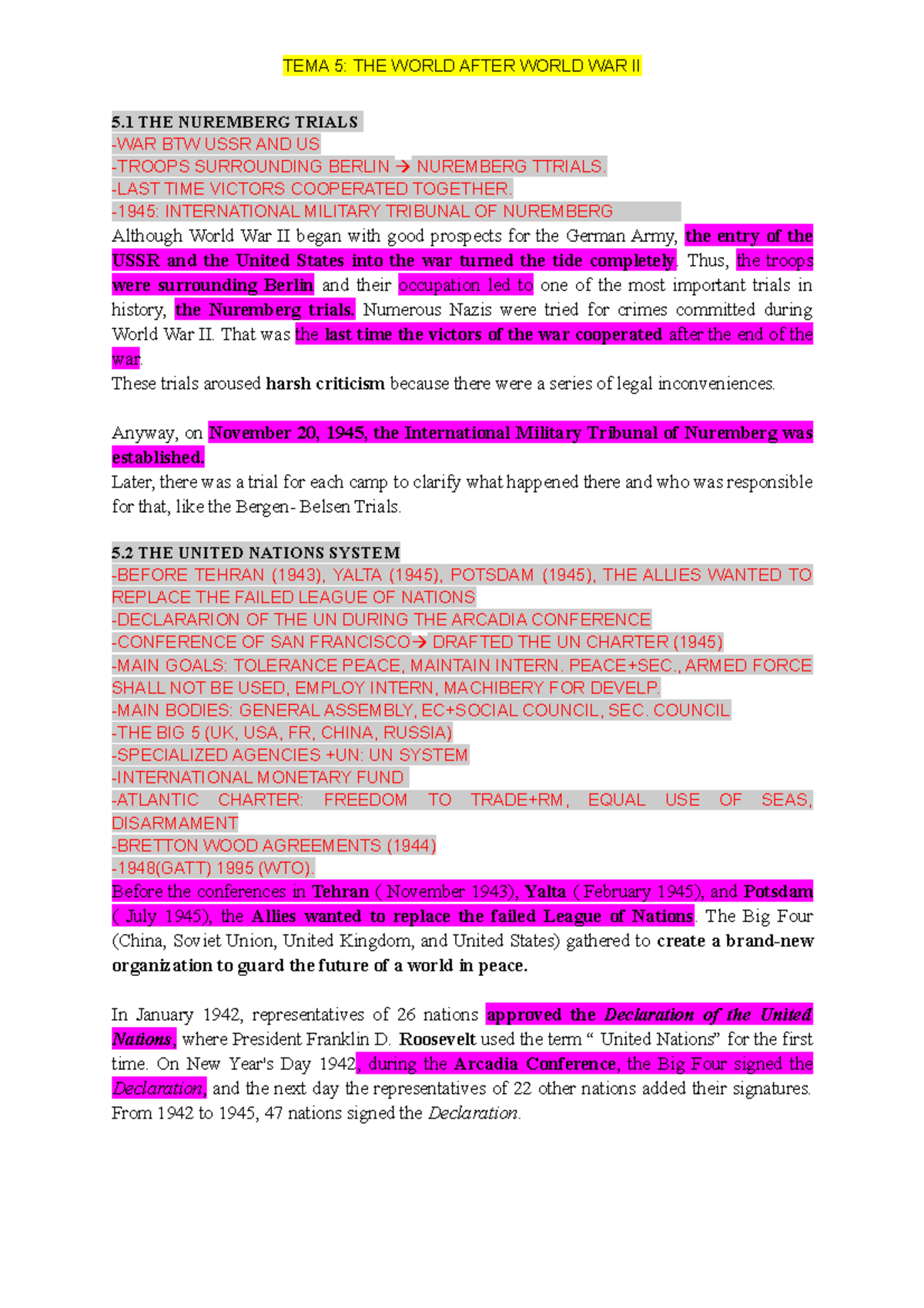 TEMA 5 THE World After World WAR II - TEMA 5: THE WORLD AFTER WORLD WAR ...