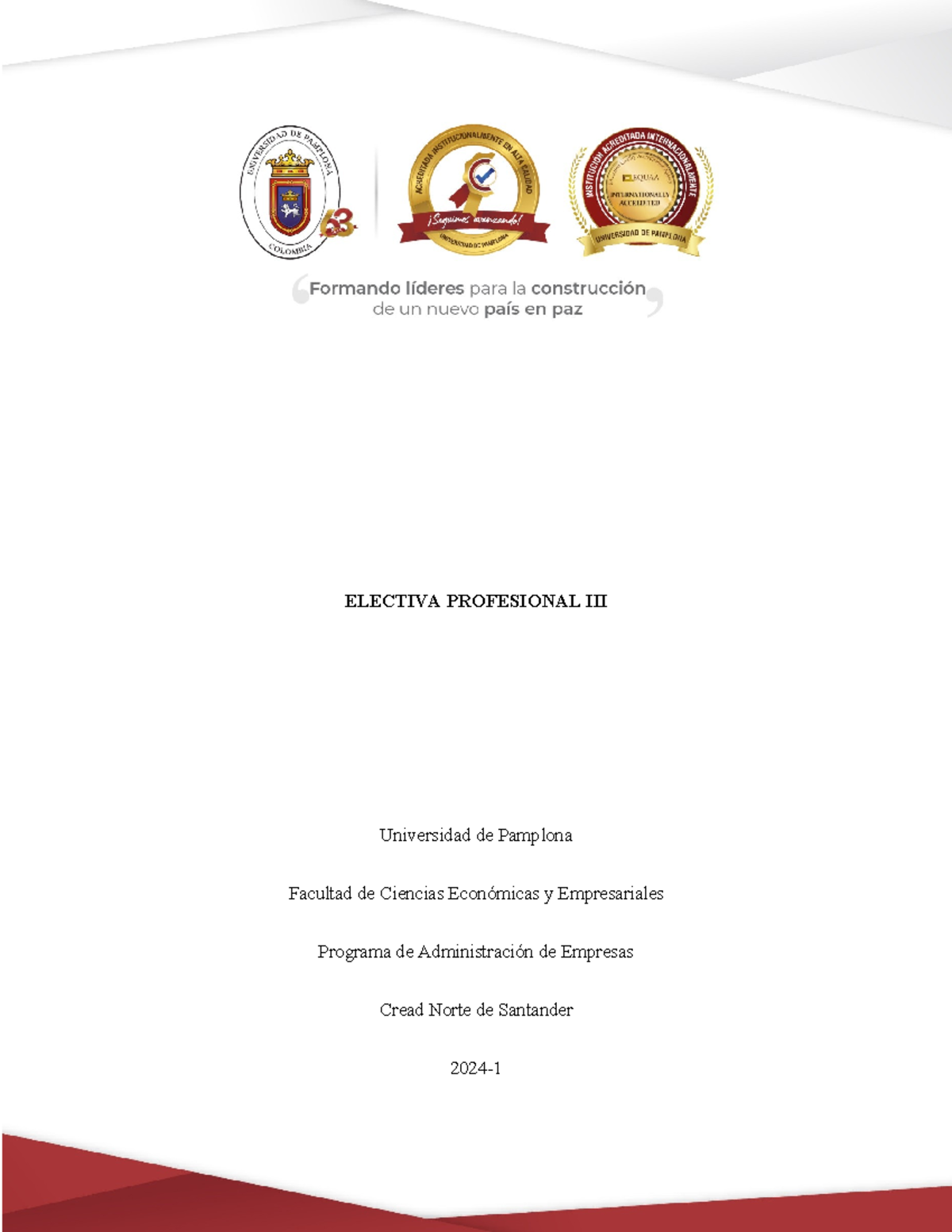 Electiva Profesional 3 N°1 - ELECTIVA PROFESIONAL III Universidad de ...