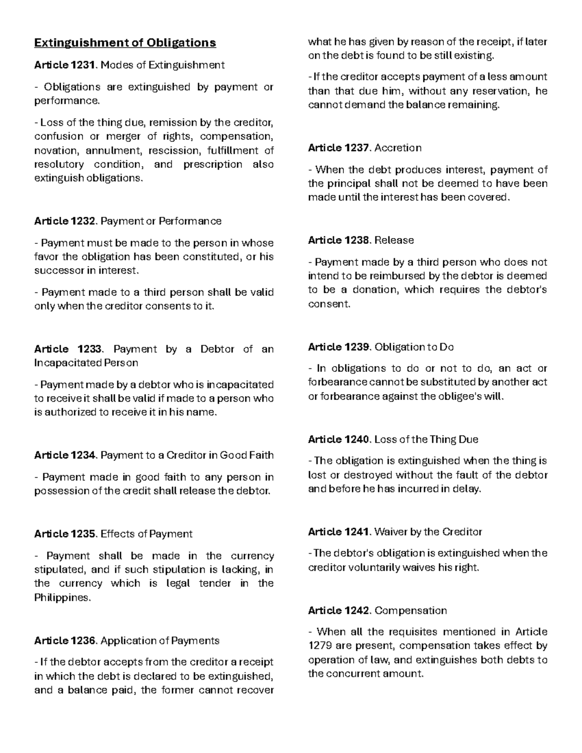 Extinguishment of Obligations (summarized notes) - Extinguishment of ...