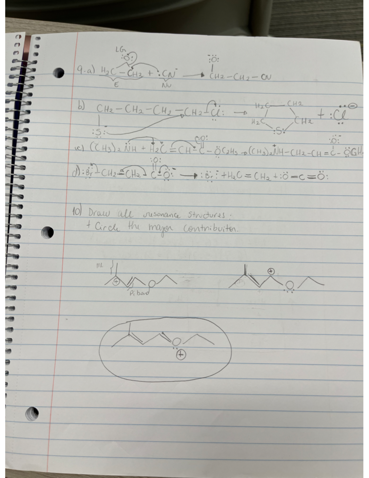 Organic chem 5 - 52 231 - LG H2C CH2 CN CH2 ON E Nu b) H2C CH2 t : Cl ...