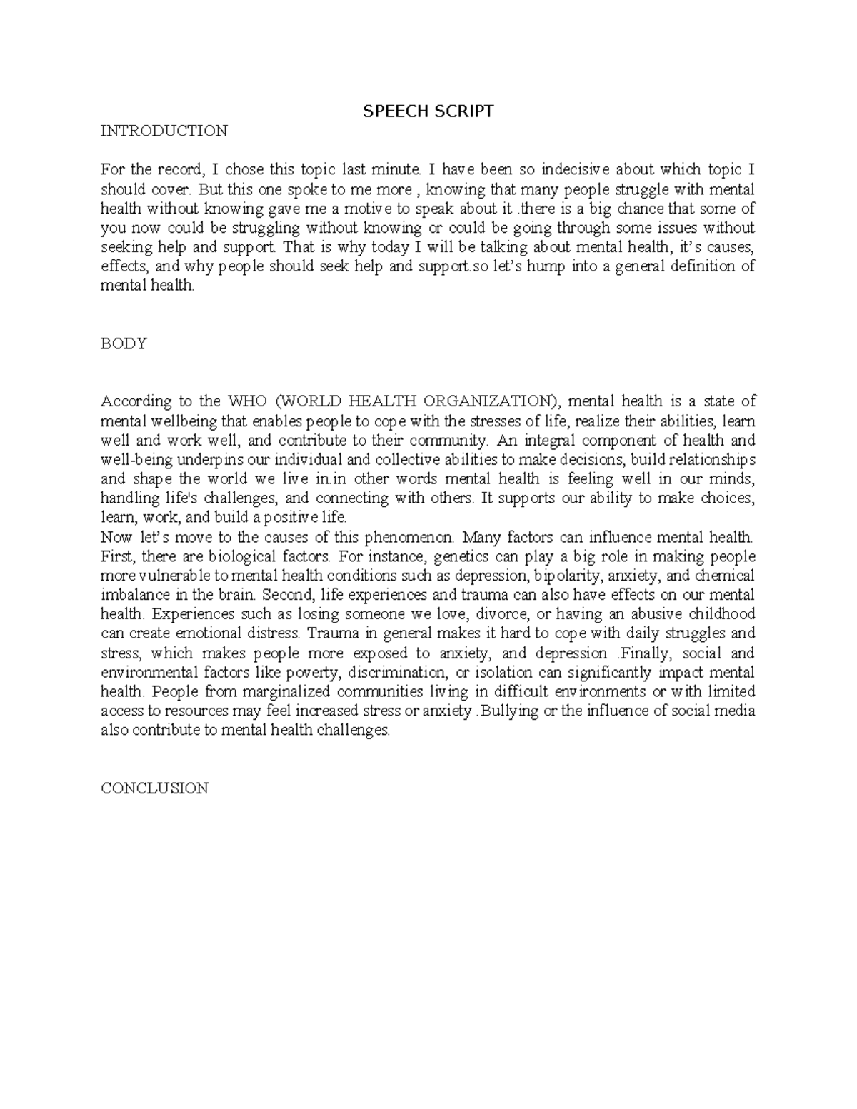 Speech Script - 43t - SPEECH SCRIPT INTRODUCTION For the record, I ...