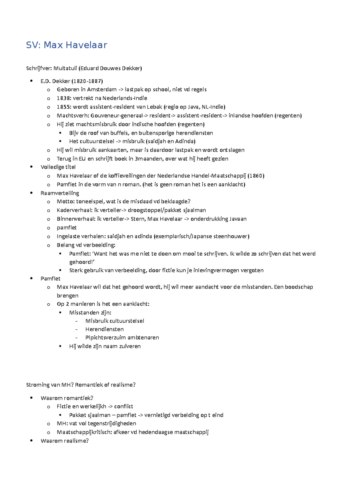Max havelaar sv - kkfkkkfkfkfk - SV: Max Havelaar Schrijfver: Multatuli ...