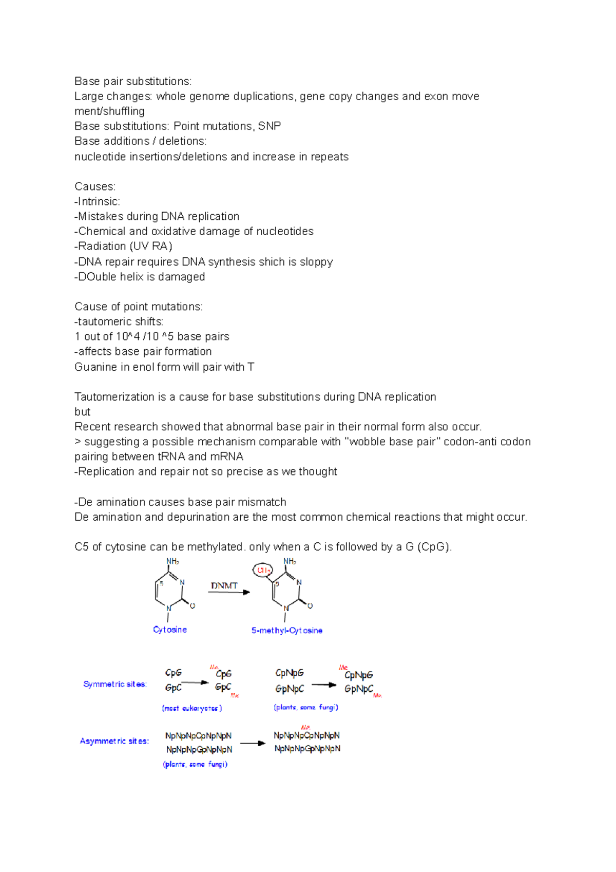 College over base pair substitutions - Base pair substitutions: Large ...