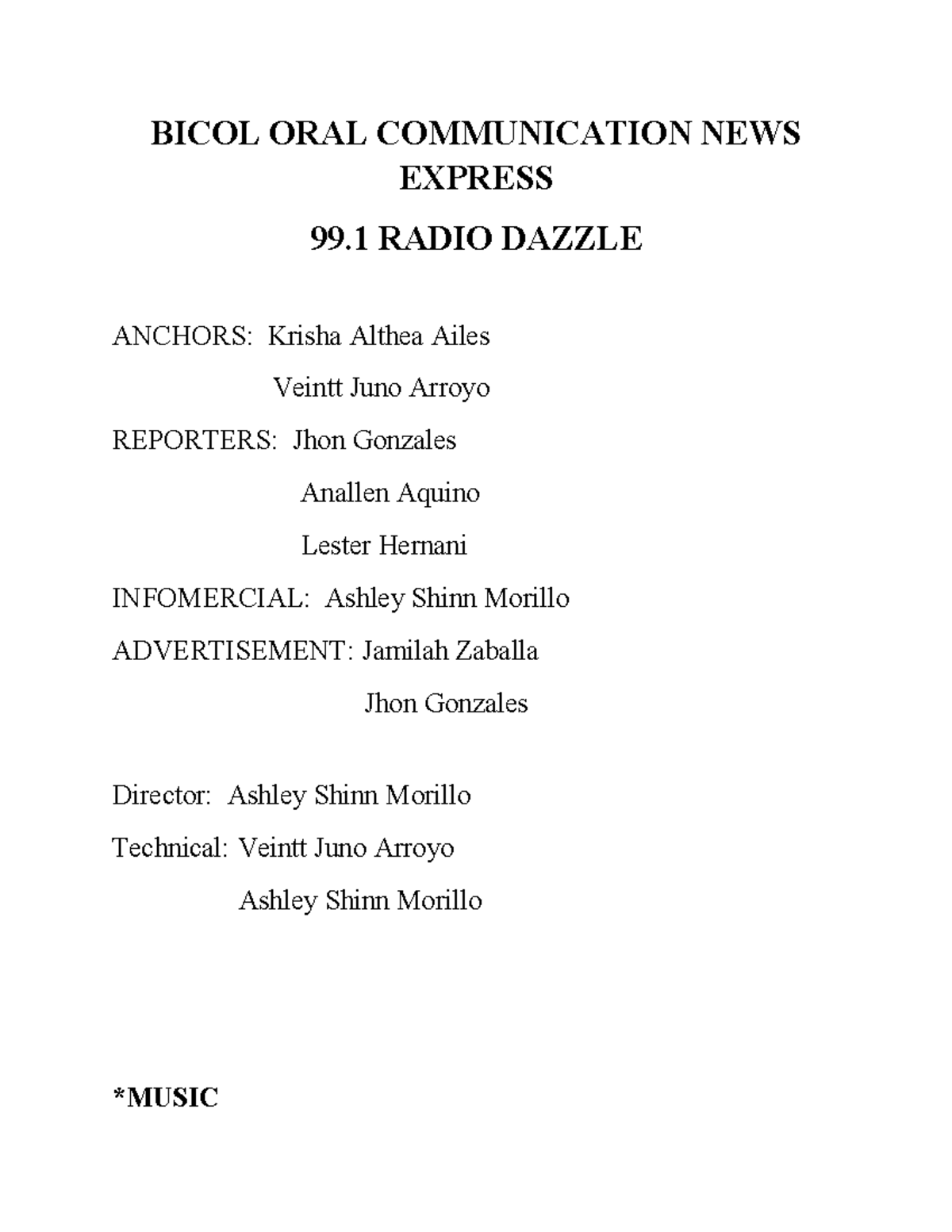 Broadcastingscript - dfdgg - BICOL ORAL COMMUNICATION NEWS EXPRESS 99 ...