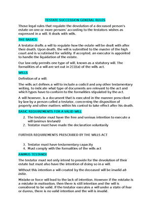 Law of Succession notes 2021 - Law of succession Unit 1 At a natural ...