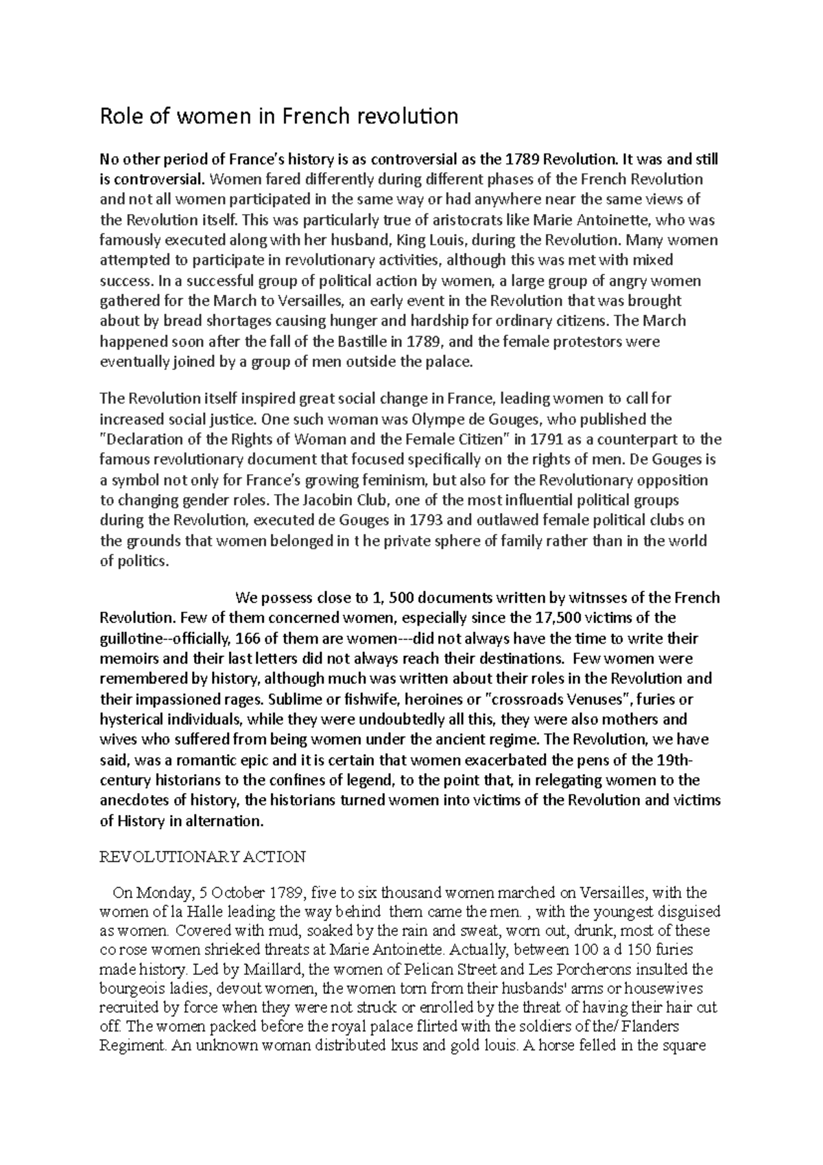 Role of women in French revolution 2 - It was and still is ...