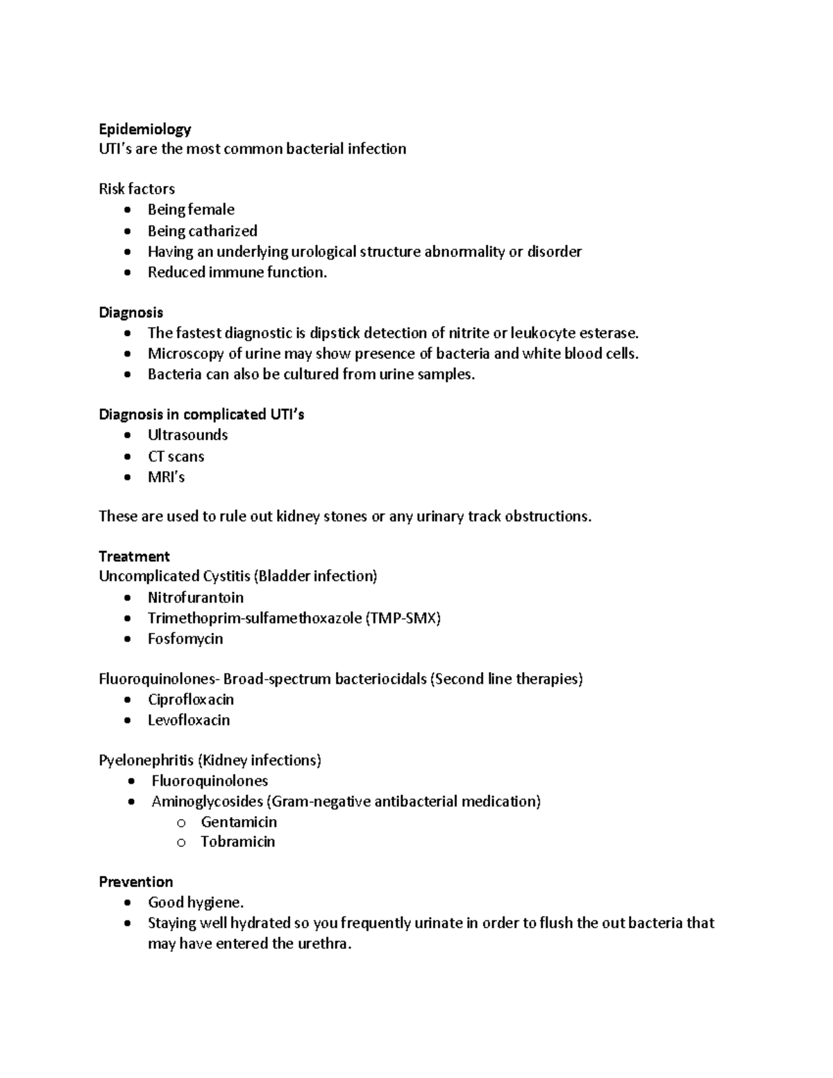 Bacterial UTI's - Micro - Epidemiology UTI9s are the most common ...