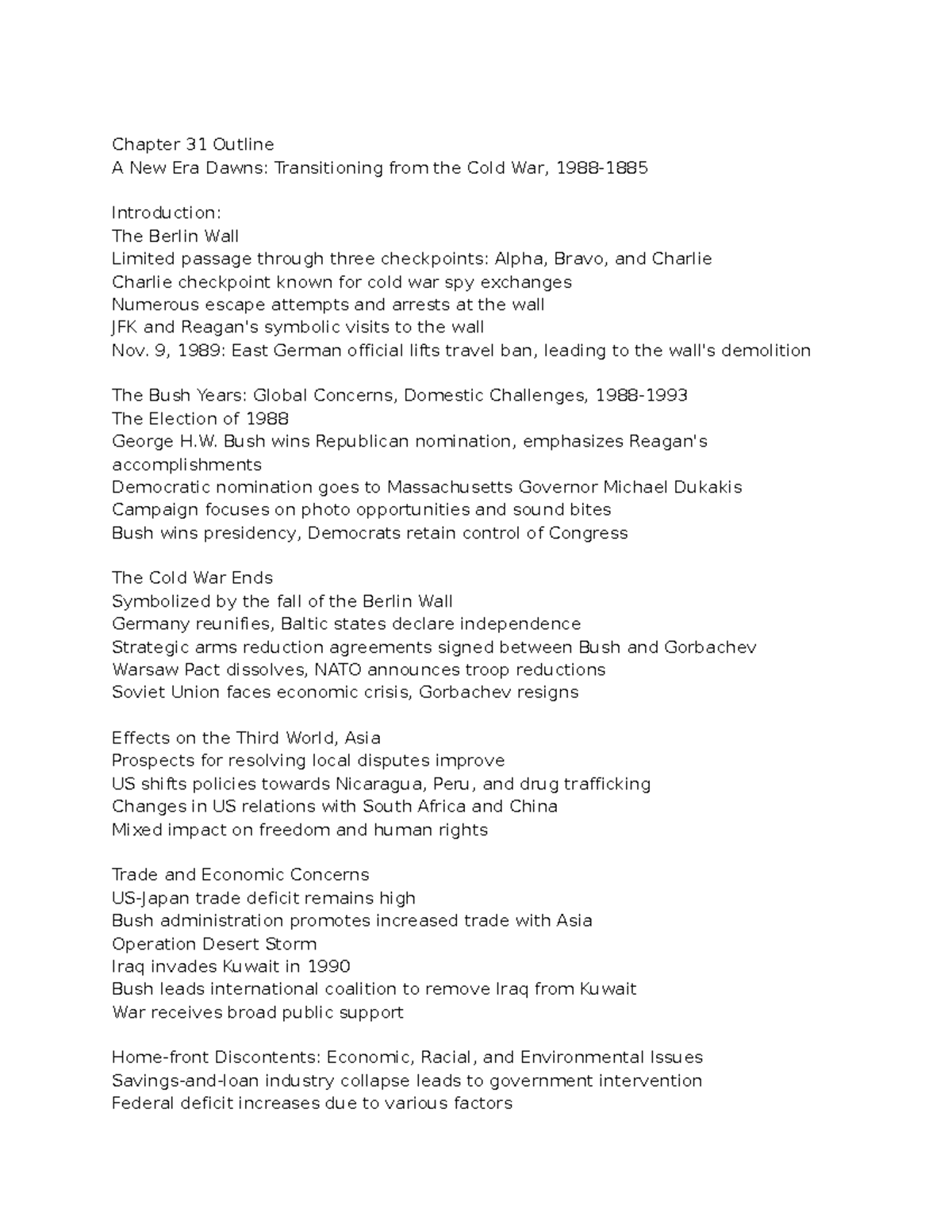 Chapter 31 Outline - n/a - Chapter 31 Outline A New Era Dawns ...