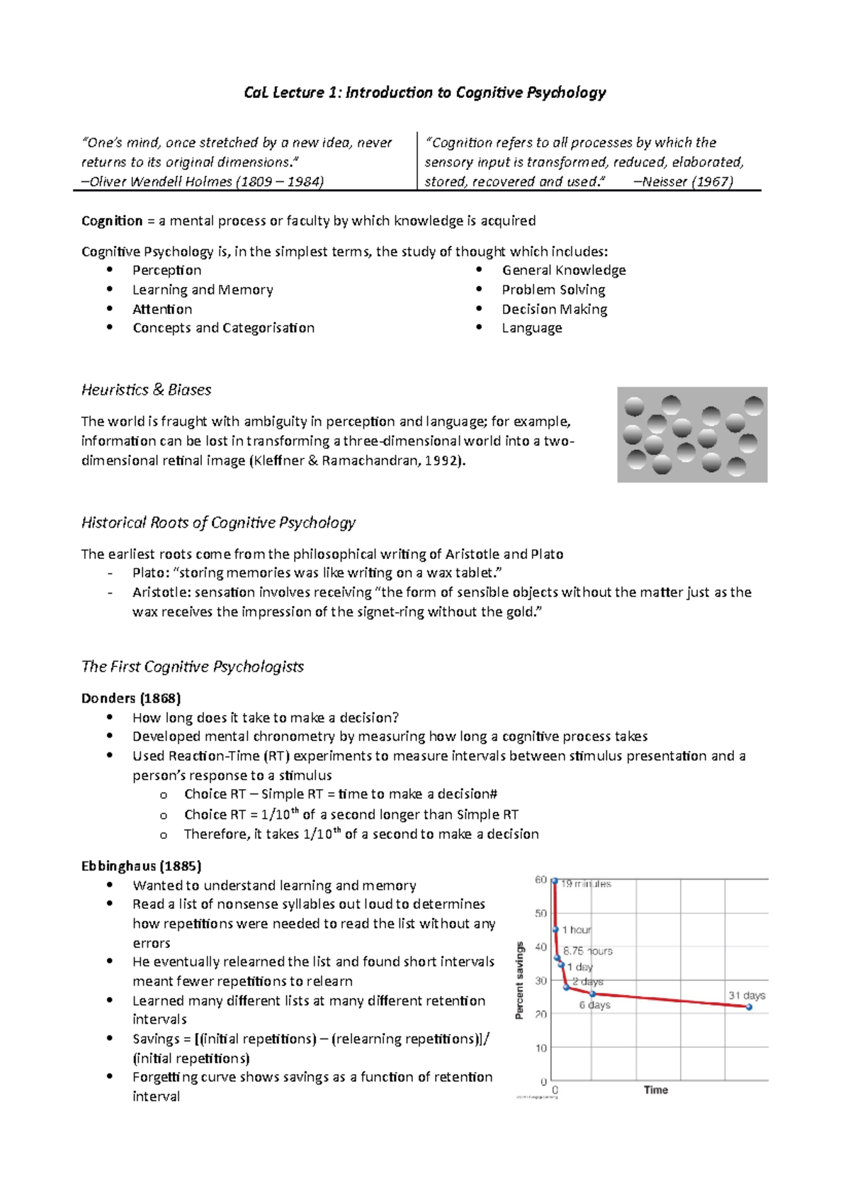 Ca L lecture 1 Intro to Cognitive Psychology - CaL Lecture 1: Introduction to Cognitive ...