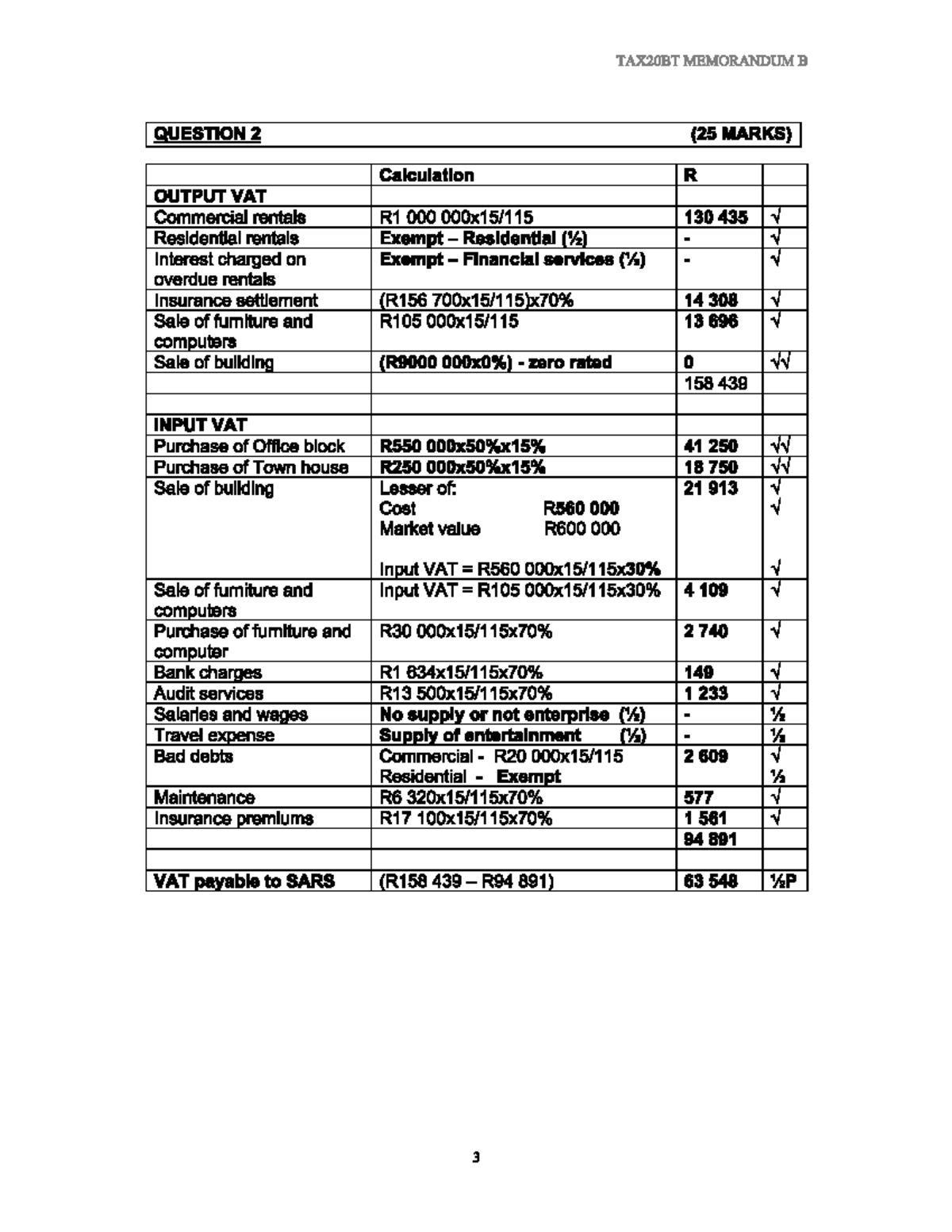 Practice Memo 1 - STUDY - TAX20BT MEMORANDUM B QUESTION 2 (25 MARKS ...