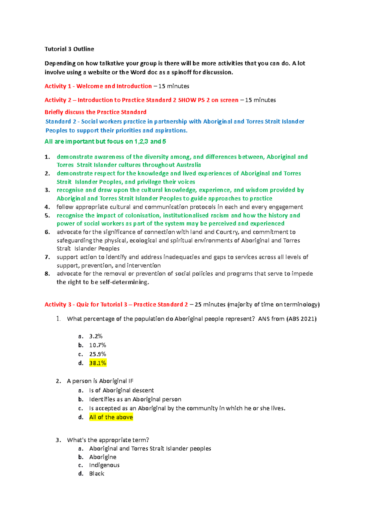 Tutorial 3 Outline Students - Tutorial 3 Outline Depending on how ...