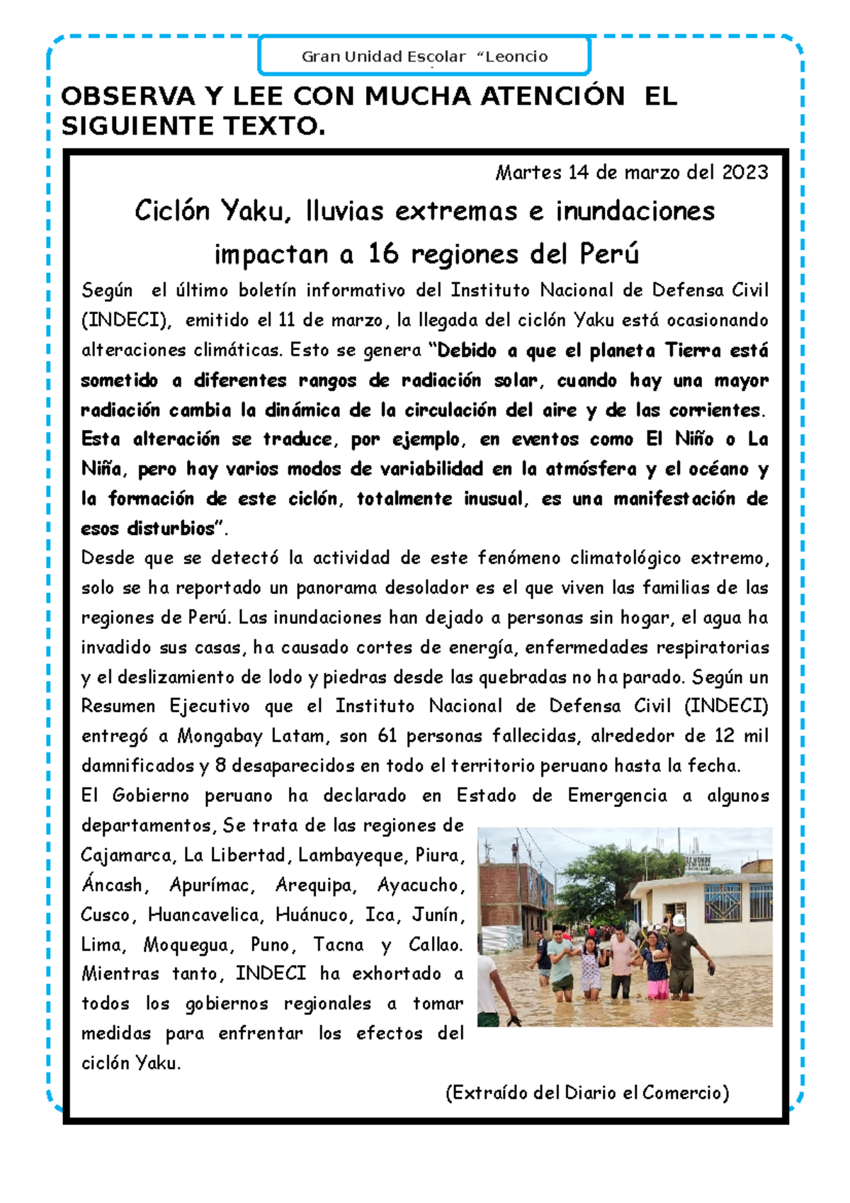 Sesión 18 - Ficha - lectura sobre el iclon Yaku - OBSERVA Y LEE CON ...