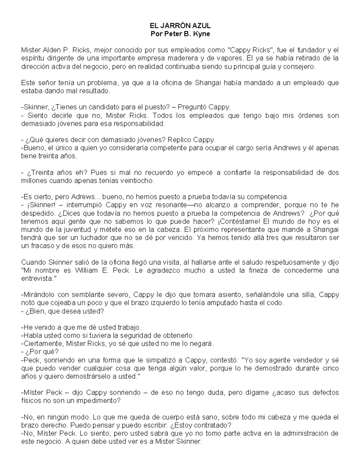 EL Jarrón AZUL - LECTURA - EL JARRÓN AZUL Por Peter B. Kyne Mister ...