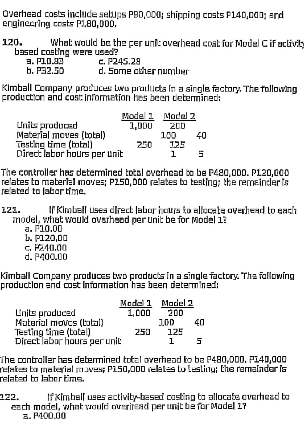 ACC111 294 - Jsbz - Overhead costs include setups shipping costs and ...