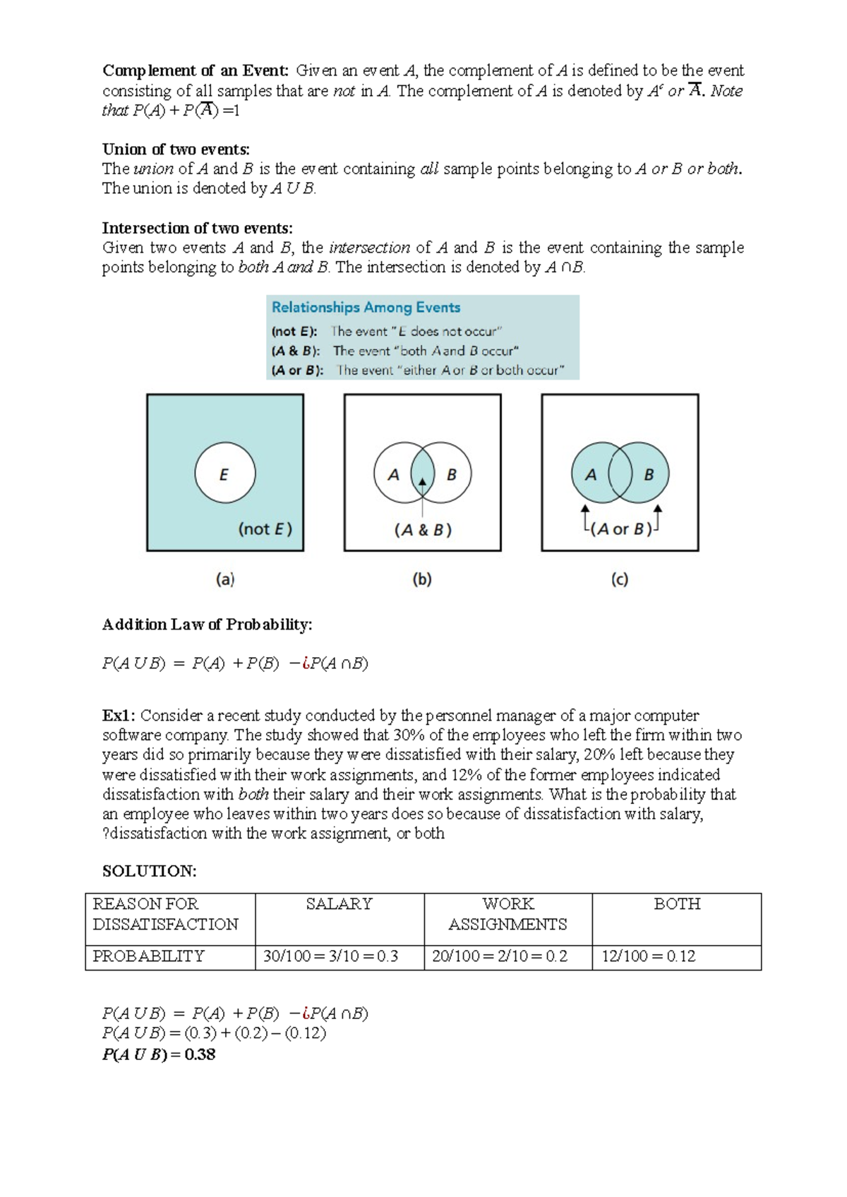 2 - These notes are for statistics - Complement of an Event: Given an ...