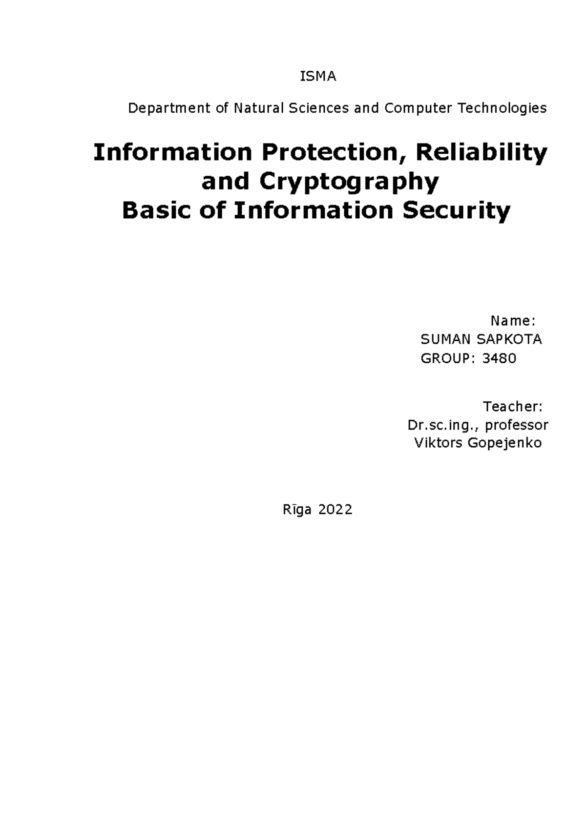 Firewall Exercise Suman Sapkota 3480 - ISMA Department of Natural ...