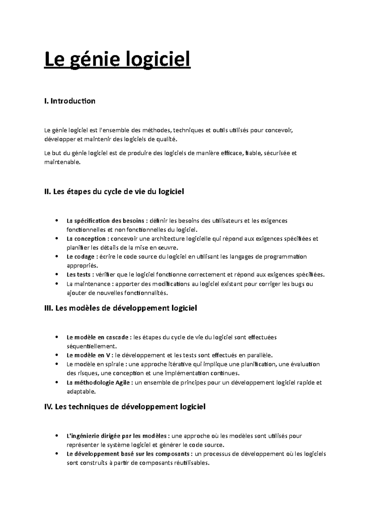 Le génie logiciel - Introduction Le génie logiciel est l'ensemble des ...