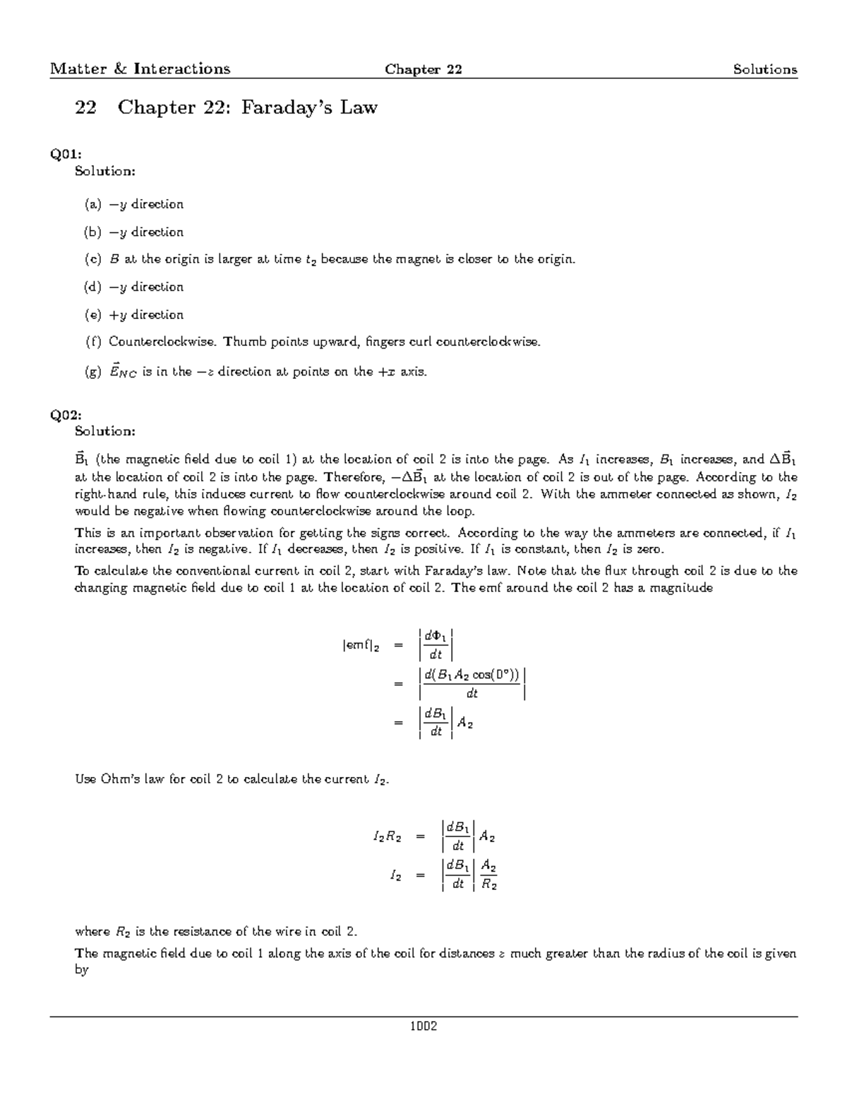 Ch22 - Solutions Manual - 22 Chapter 22: Faraday’s Law Q01: Solution ...