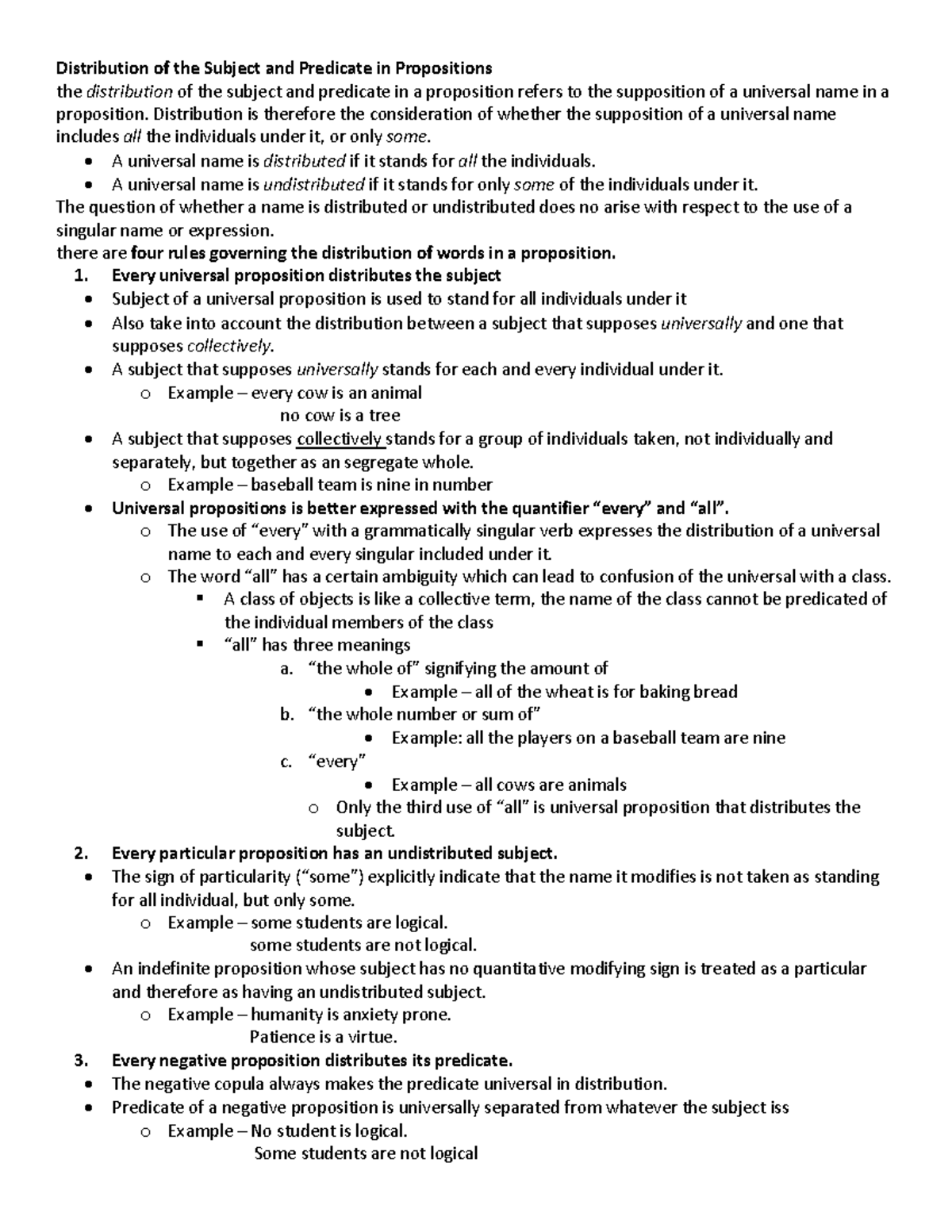 Distribution of the subject and predicate in proposition - phil 140 ...