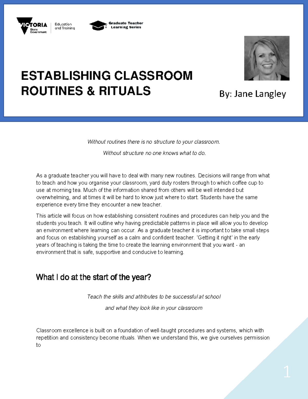 ED1FA1 Establishing Classroom Routines Rituals Download 1924t4p ...