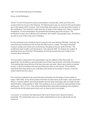 Paper#7 Individual Museum Paper - Arnold Rodriguez, 11/22/ Individual ...