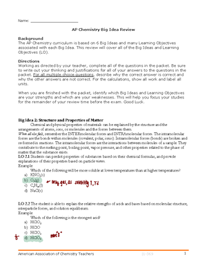 Chemistry review unit 1 - Roy schafter Unit 1 Review Questions 10. In a ...
