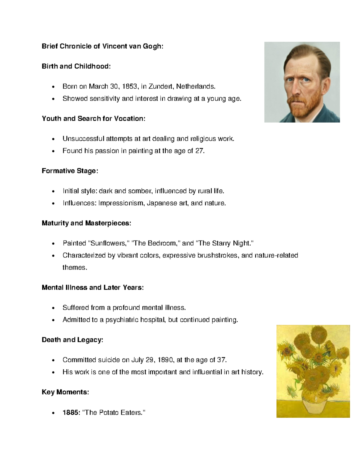 Daniela Ortiz-2 - Brief Chronicle of Vincent van Gogh: Birth and ...