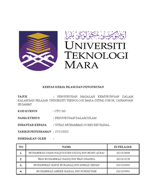 CTU 261 - Contoh tugasan - MINI THESIS CTU ISLAM AND ENVIRONMENTAL ...