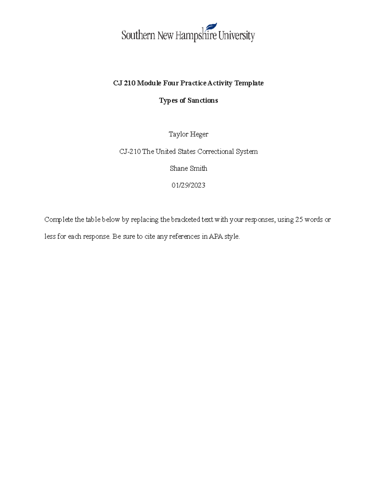 CJ 210 4-1 Practice Activity - CJ 210 Module Four Practice Activity ...