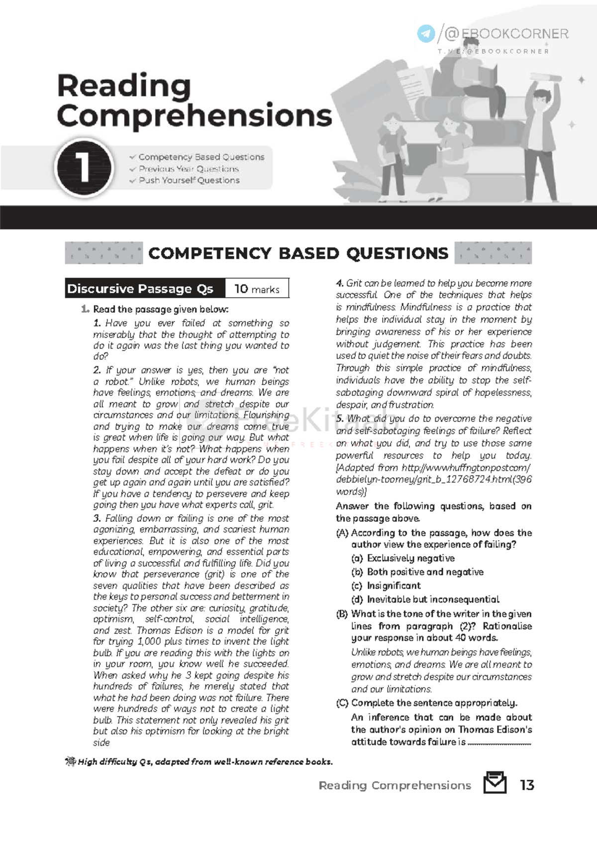 Holiday Homework English - Reading Comprehensions 13 COMPETENCY BASED ...