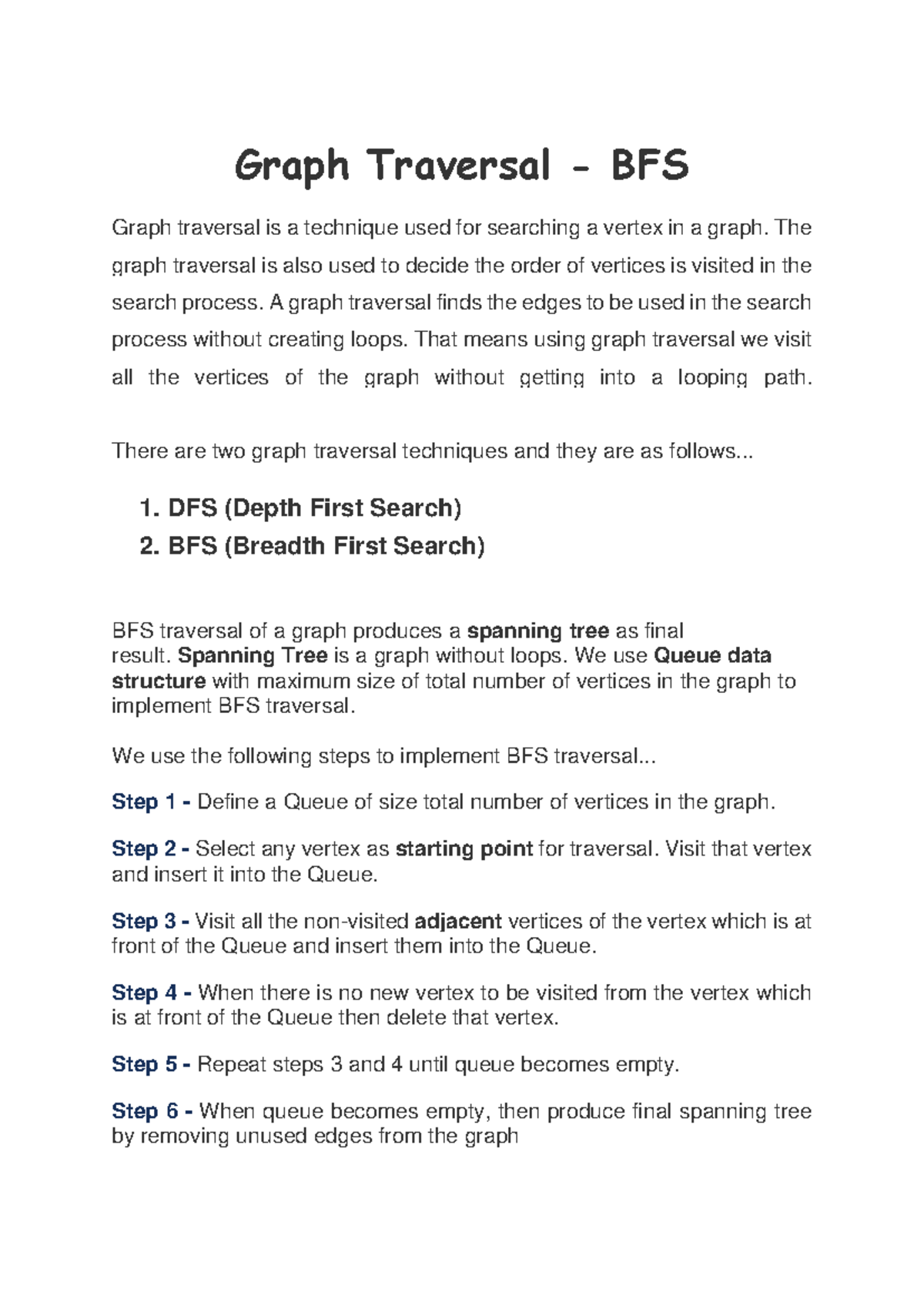 Graph traversal - The graph traversal is also used to decide the order ...