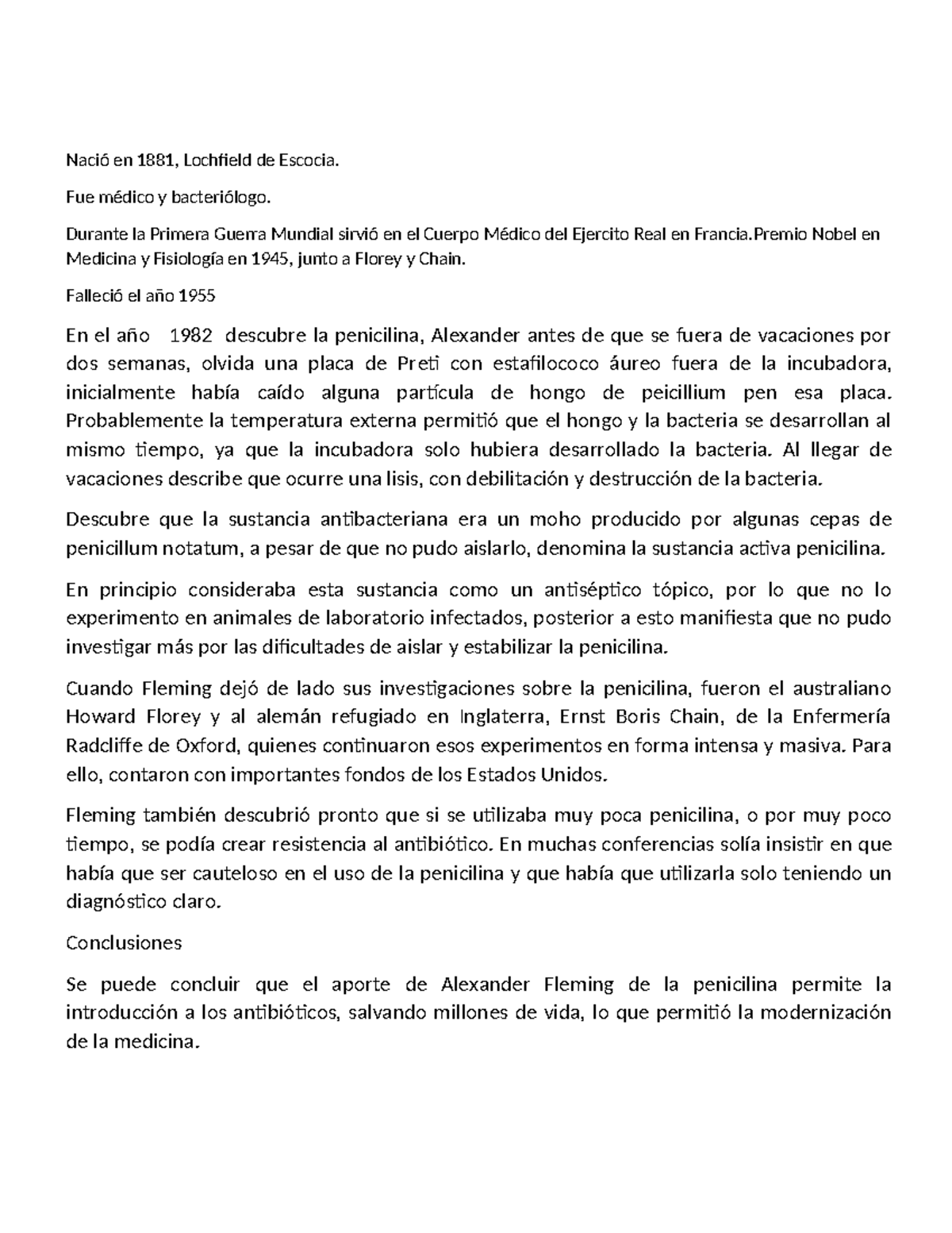 Alexander Fleming - informacion - Nació en 1881, Lochfield de Escocia ...