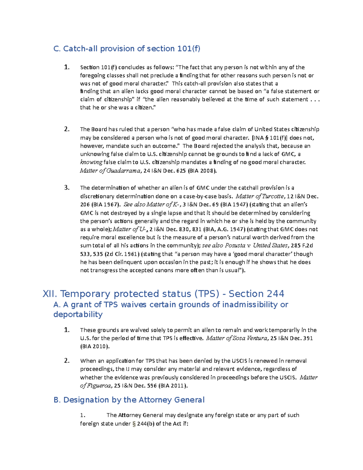 Immigration law m56 - C. Catch-all provision of section 101(f) 1 ...