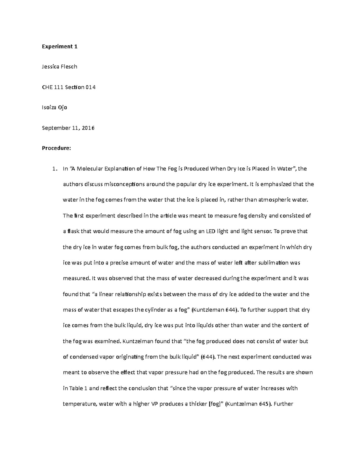 Experiment 1: Scientific Writing and Integrity Final Report ...
