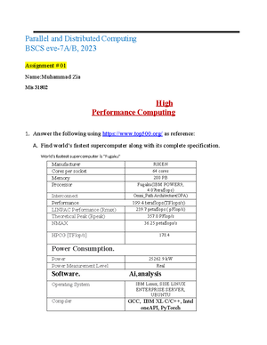 PC-Assignment-1 - Vhb b - Parallel and Distributed Computing BSCS-7A/B, 2023 Assignment # 01 Due ...