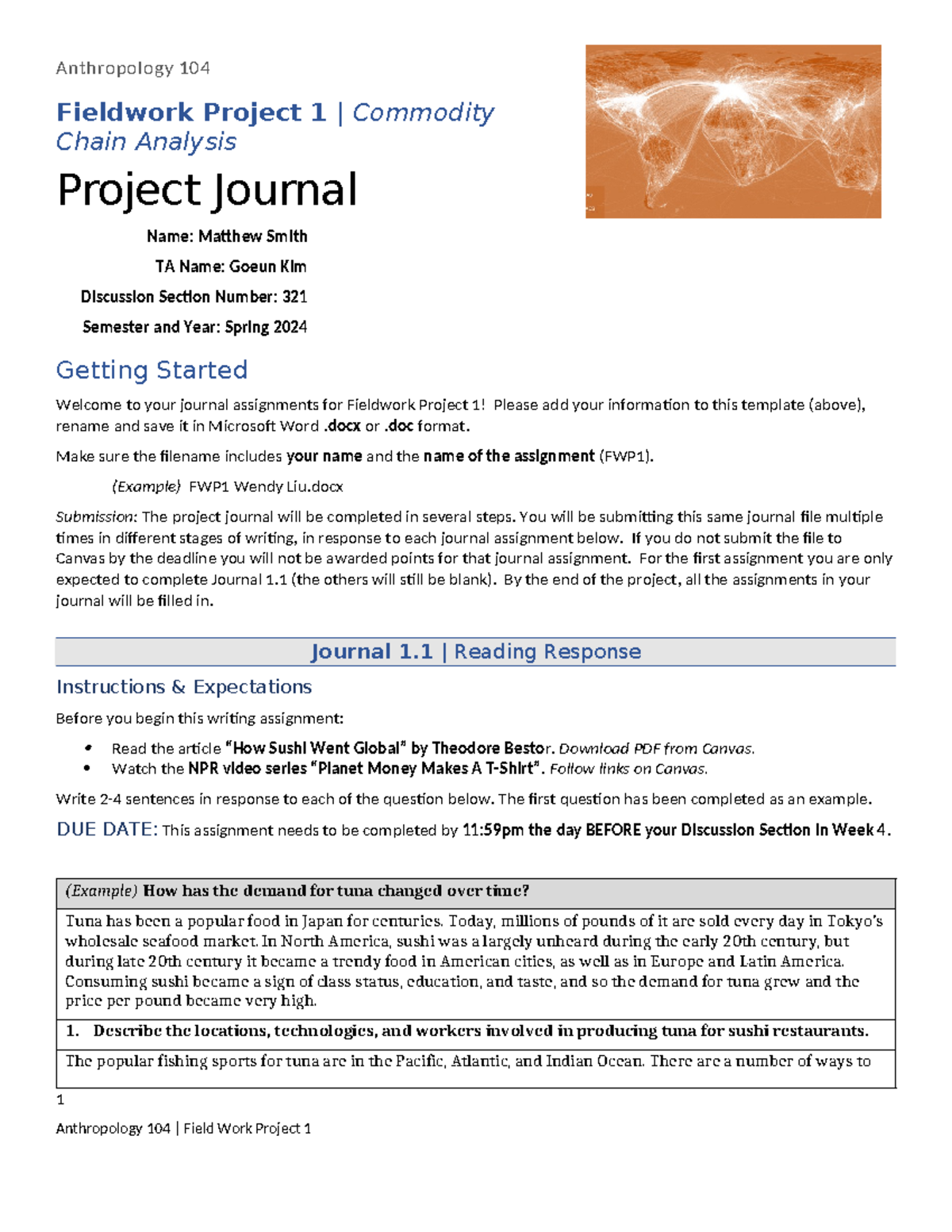 FWP1 Project Journal MS - Anthropology 104 Fieldwork Project 1 ...